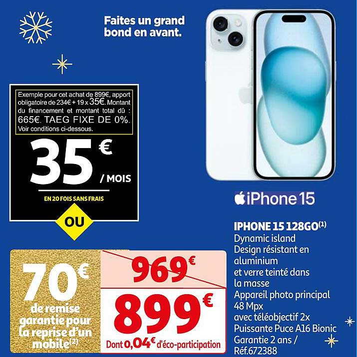 Promo Iphone 15 128go chez Auchan - iCatalogue.fr