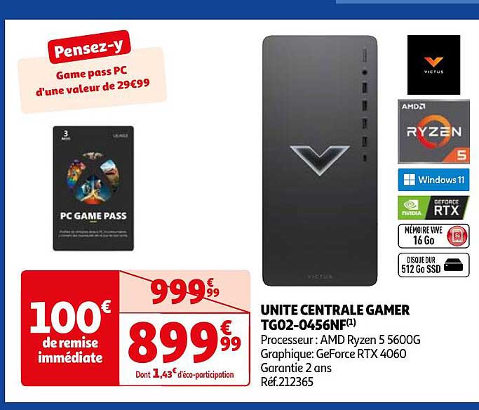Promo Unité Centrale Gamer Tg02-0456nf chez Auchan - iCatalogue.fr
