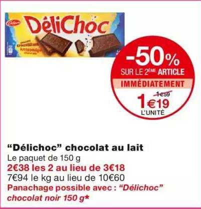 Promo "délichoc" Chocolat Au Lait chez Monoprix - iCatalogue.fr