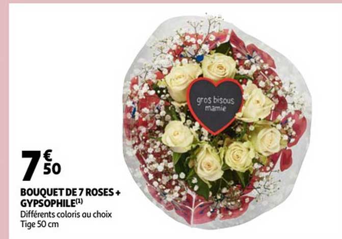 Promo Bouquet De 7 Roses + Gypsophile chez Auchan