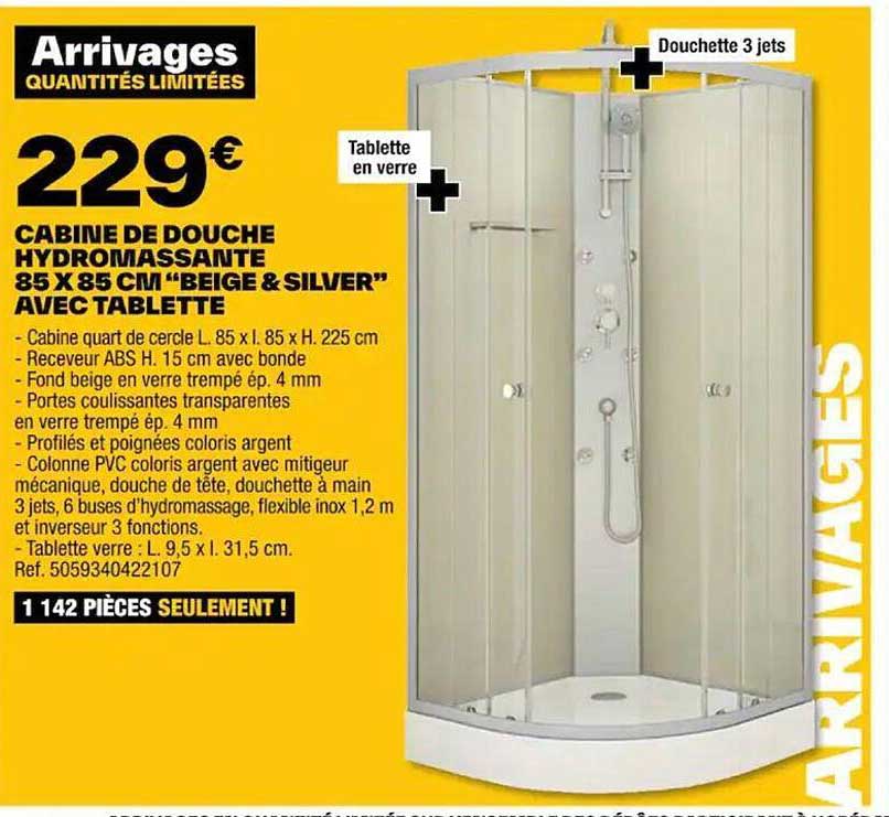 Promo Cabine De Douche Hydromassante 85 X 85 Cm "beige & Silver" Avec ...
