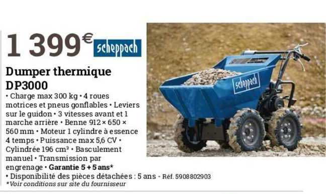 Promo Dumper Thermique Dp3000 Scheppach chez ESPACE EMERAUDE ...