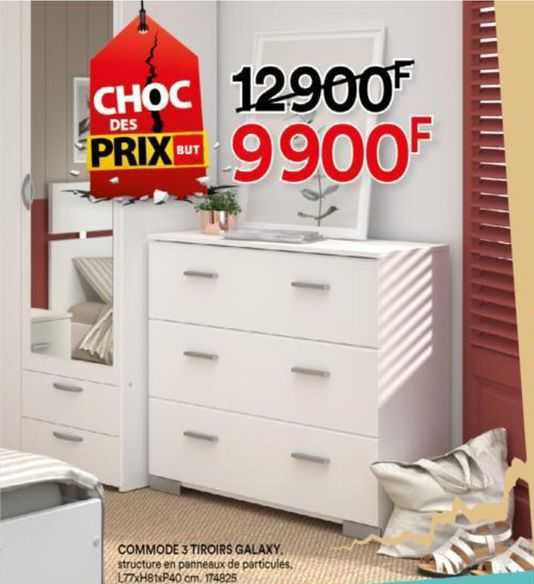 Promo Commode 3 Tiroirs Galaxy chez BUT - iCatalogue.fr