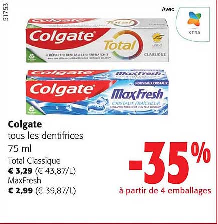Promo Colgate Tous Les Dentifrices chez Colruyt - iCatalogue.fr