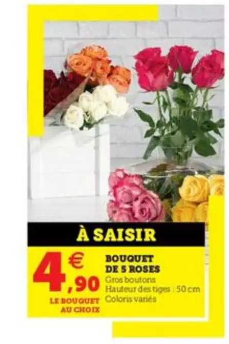 Promo Bouquet De 5 Roses chez Hyper U - iCatalogue.fr