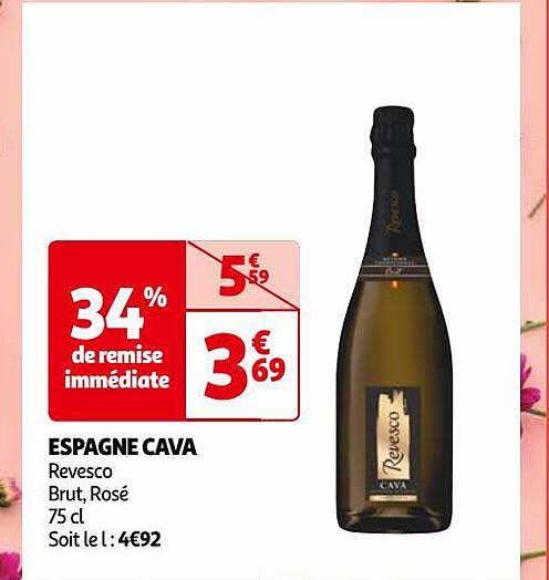 Promo Espagne Cava Revesco Brut, Rosé chez Auchan - iCatalogue.fr