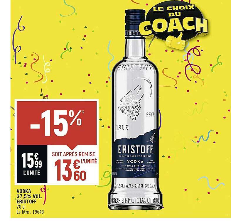 Promo Vodka 37,5% Vol. Eristoff chez Spar - iCatalogue.fr
