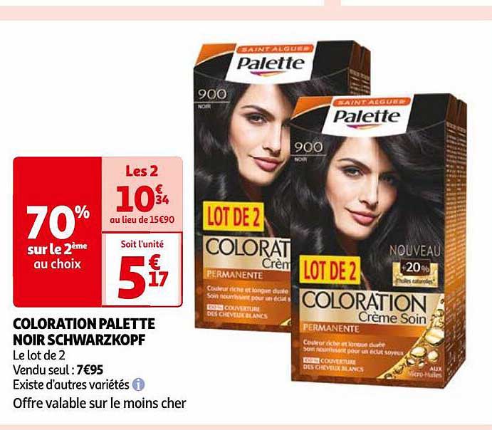 Promo Coloration Palette Noir Schwarzkopf chez Auchan - iCatalogue.fr