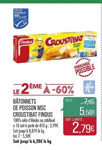 Promo Bâtonnets De Poisson Msc Croustibat Findus chez Match - iCatalogue.fr