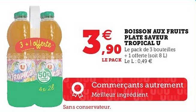 Promo Boisson Aux Fruits Plate Saveur Tropical U chez Super U ...