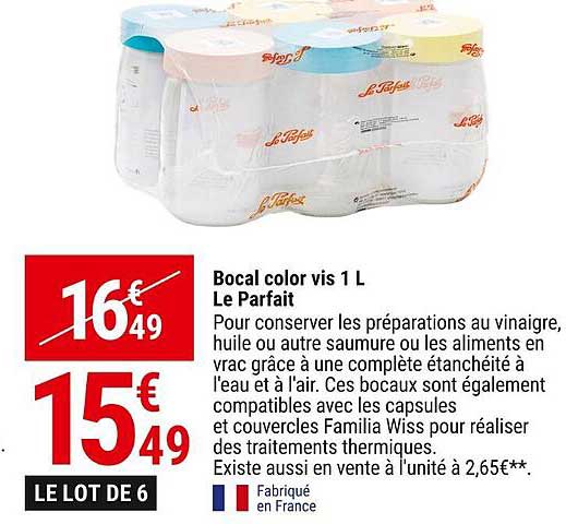 Promo Bocal Color Vis 1l Le Parfait chez Gamm vert - iCatalogue.fr