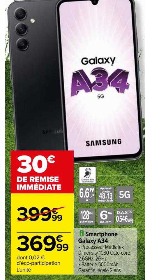 Promo Smartphone Samsung Galaxy A34 chez Carrefour - iCatalogue.fr