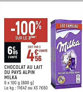Promo Chocolat Au Lait Du Pays Alpin Milka chez Spar - iCatalogue.fr