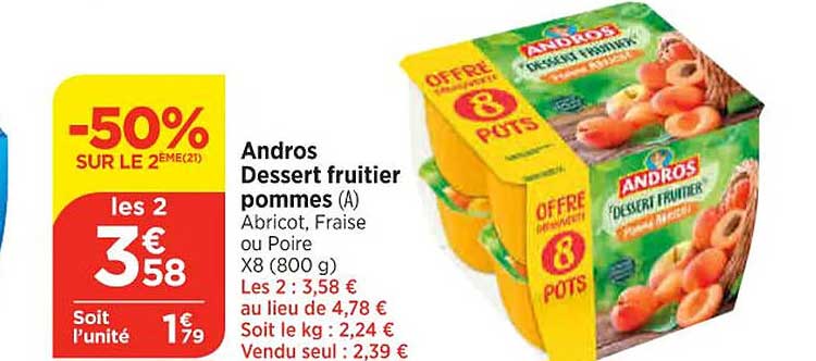 Promo Andros Dessert Fruitier Pommes chez Bi1 - iCatalogue.fr