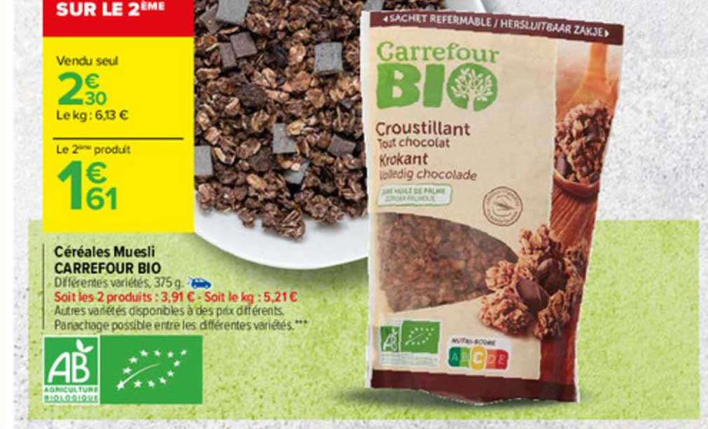 Promo Céréales Muesli Carrefour Bio chez Carrefour - iCatalogue.fr