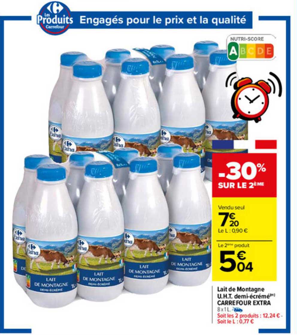 Promo Lait De Montagne U.h.t. Demi-écrémé Carrefour Extra chez ...