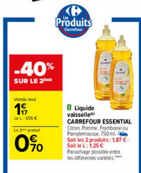 Promo Liquide Vaisselle Carrefour Essential chez Carrefour - iCatalogue.fr