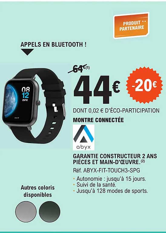 Promo Montre Connectée Abyx chez E.Leclerc - iCatalogue.fr