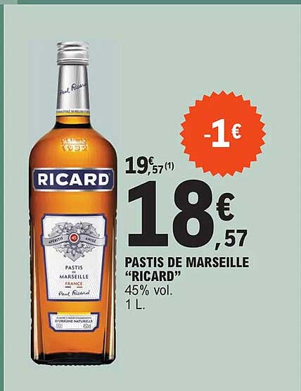 Promo Pastis De Marseille "ricard" chez E.Leclerc - iCatalogue.fr