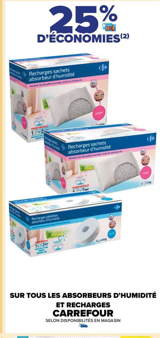 Promo Les Absorbeurs D'humidité Et Recharges Carrefour chez Carrefour ...