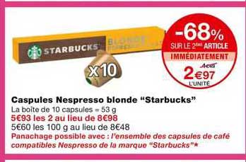 Promo Capsules Nespresso Blonde Starbucks chez Monoprix - iCatalogue.fr