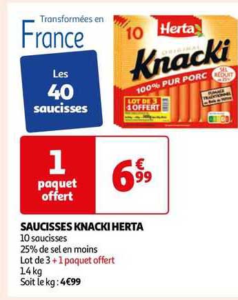 Promo Saucisses Knacki Herta chez Auchan - iCatalogue.fr