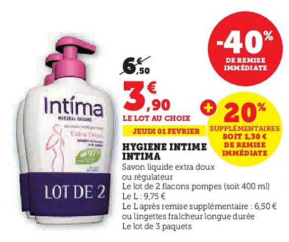 Promo Hygiène Intime Intima chez Hyper U - iCatalogue.fr