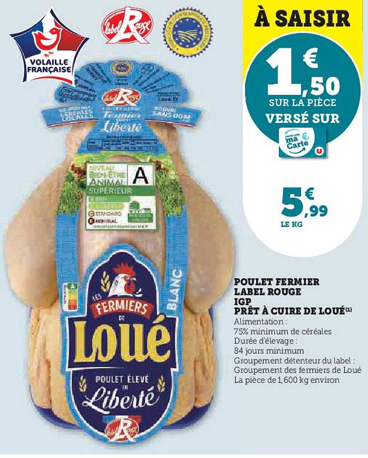 Promo Poulet Fermier Label Rouge Igp Pret A Cuire De Loue chez Hyper U ...