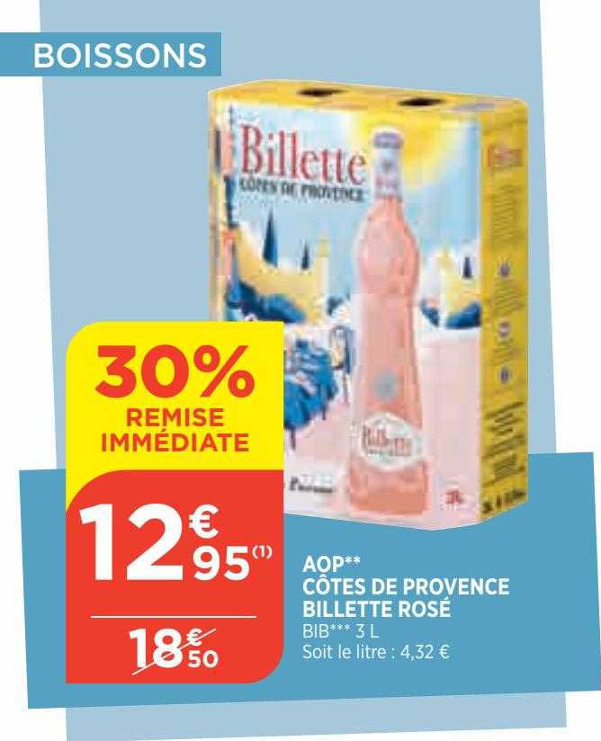 Promo Aop Côtes De Provence Billette Rosé chez Bi1 - iCatalogue.fr
