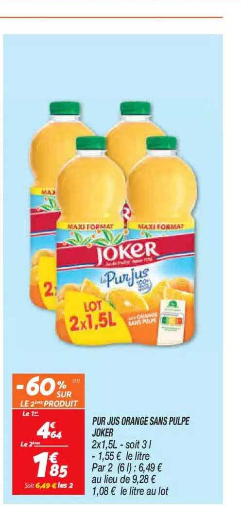 Promo Pur Jus Orange Sans Pulpe Joker chez Netto - iCatalogue.fr