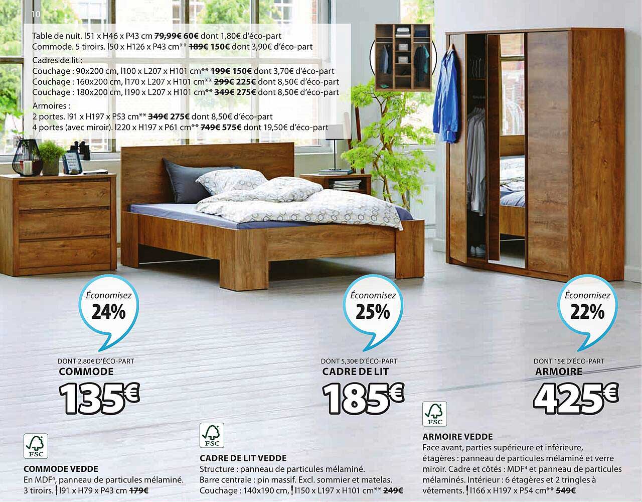 Promo Commode Vedde, Cadre De Lit Vedde, Armoire Vedde, Cadre De Lit ...