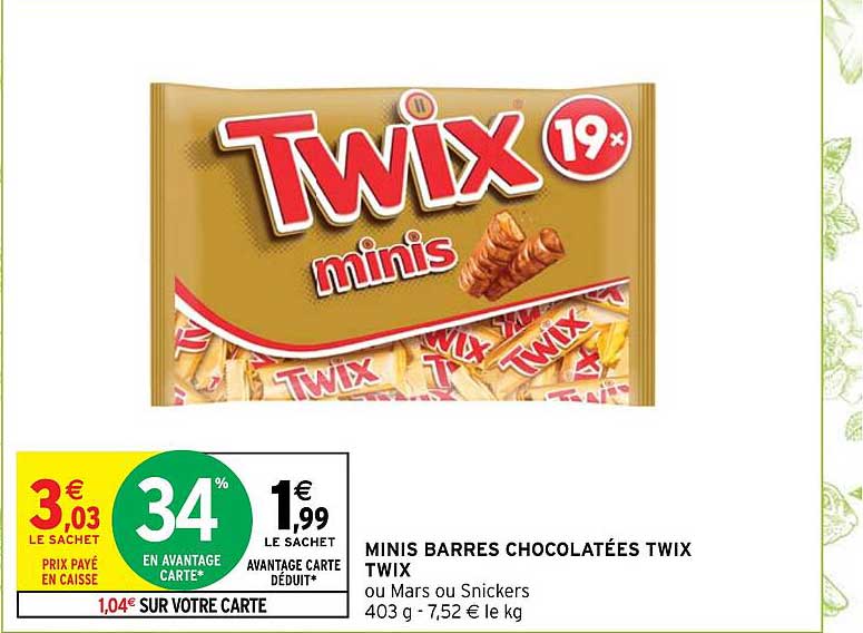 Promo Minis Barres Chocolatées Twix Twix chez Intermarché - iCatalogue.fr