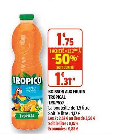 Promo Boisson Aux Fruits Tropical Tropico chez Coccinelle Supermarché ...