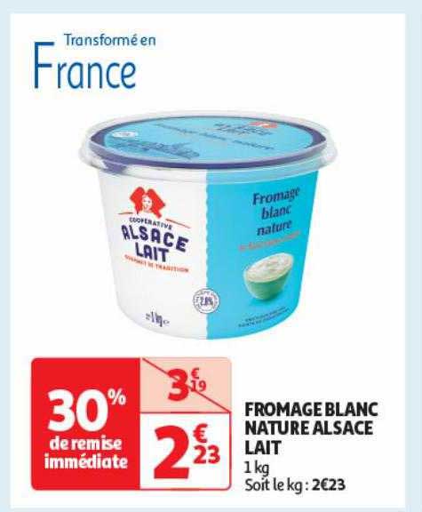 Promo Fromage Blanc Nature Alsace Lait chez Auchan - iCatalogue.fr