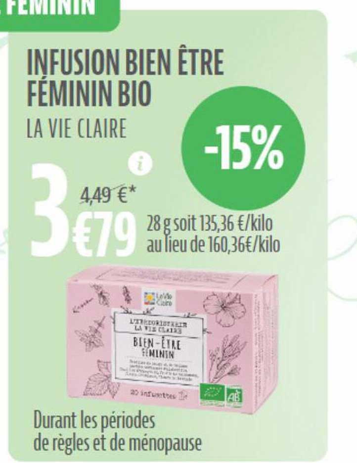 Promo Infusion Bien être Féminin Bio La Vie Claire chez La Vie claire ...