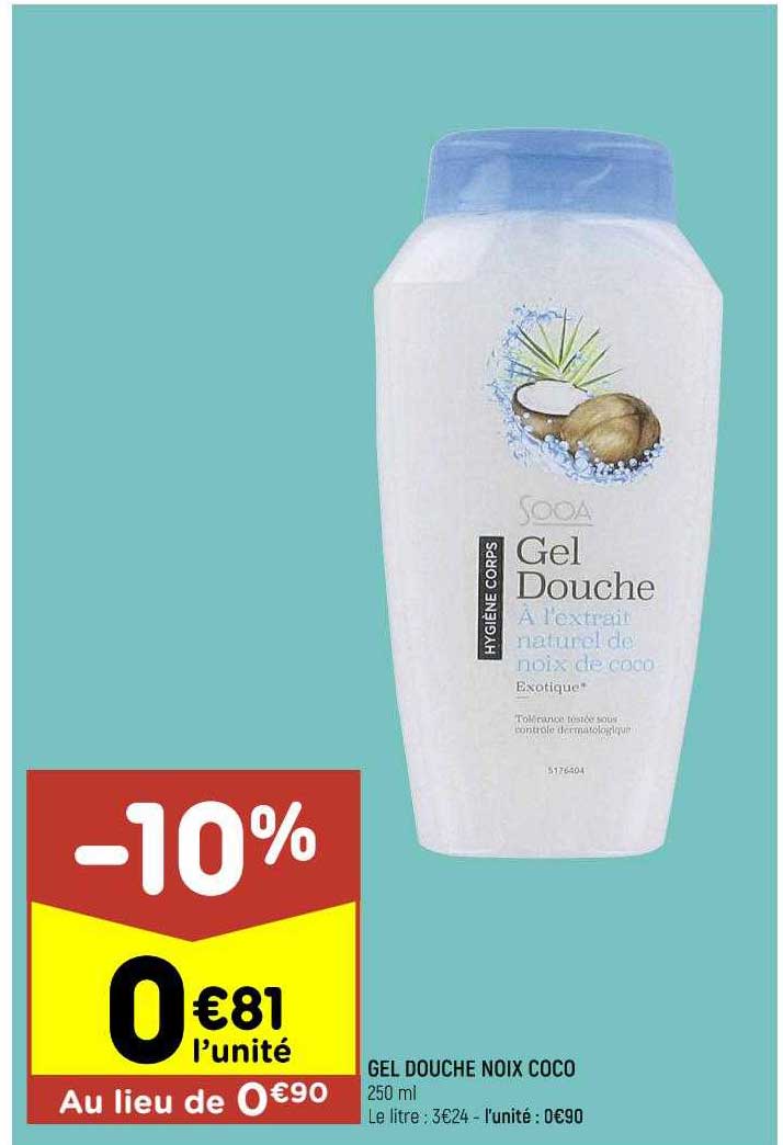 Promo Gel Douche Noix Coco chez Leader Price - iCatalogue.fr