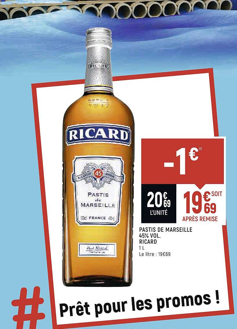 Promo Pastis De Marseille 45% Vol. Ricard chez Casino Shop - iCatalogue.fr