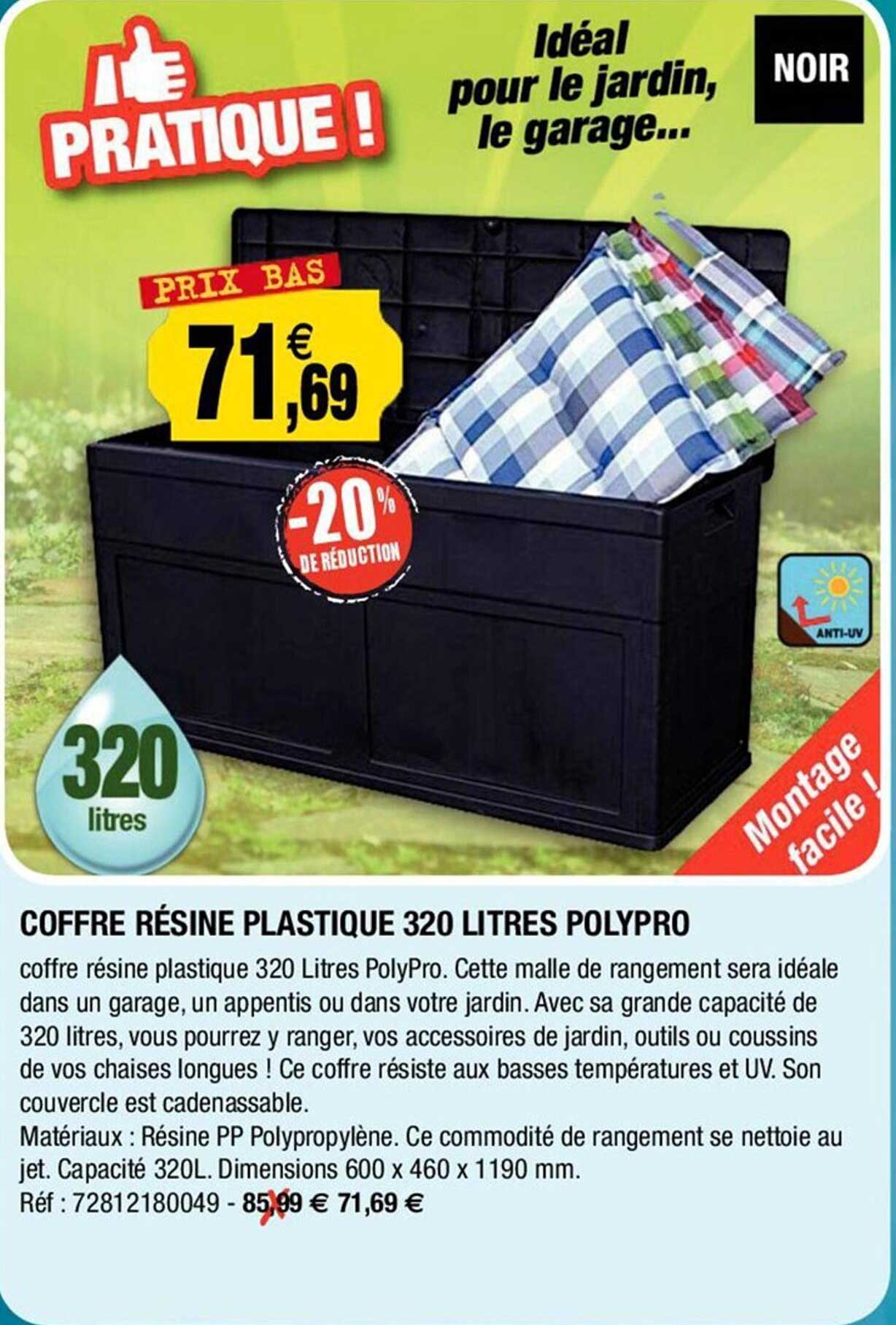 Promo Coffre Résine Plastique 320 Litres Polypro chez Outiror ...