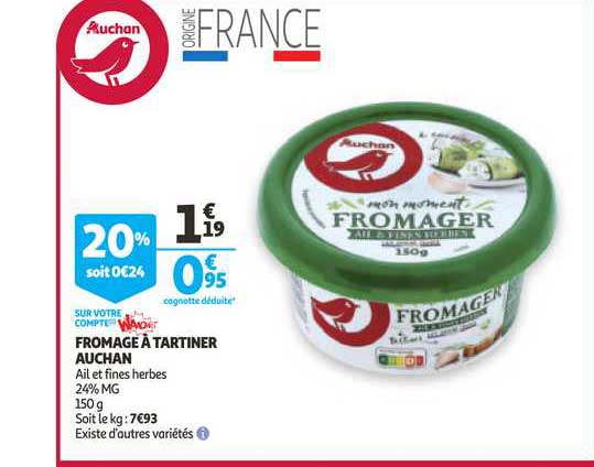 Promo Fromage à Tartiner Auchan chez Auchan - iCatalogue.fr