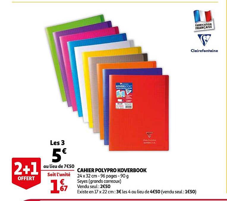 Promo Cahier Polypro Koverbook chez Auchan - iCatalogue.fr