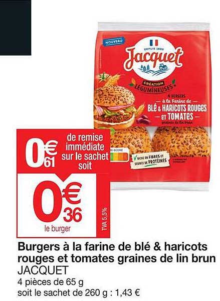 Promo Burgers à La Farine De Blé & Haricots Rouges Et Tomates Graines ...