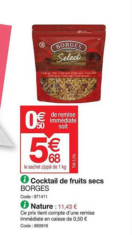 Promo Cocktail De Fruits Secs Borges Ou Nature chez Promocash ...