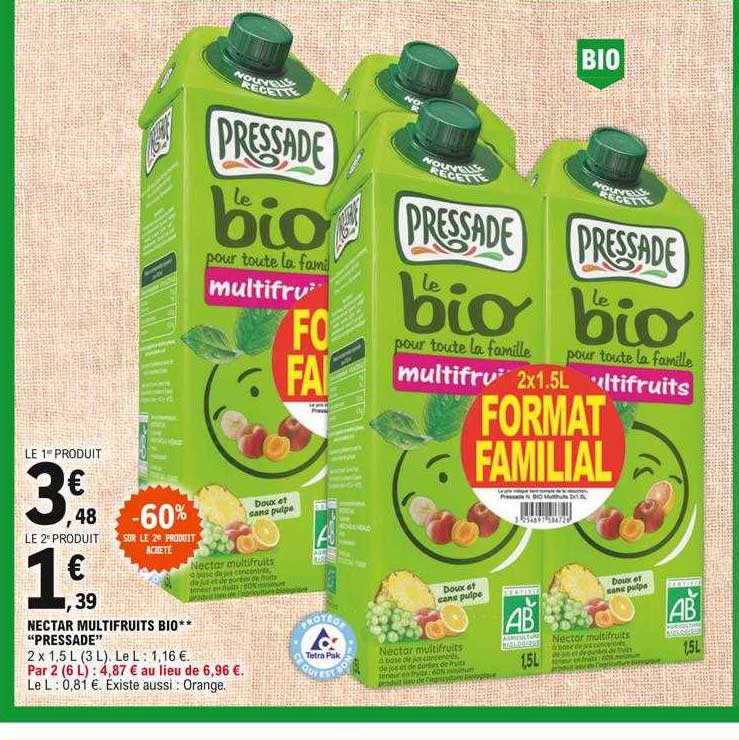 Offre Nectar Multifruits Bio Pressade chez Intermarche