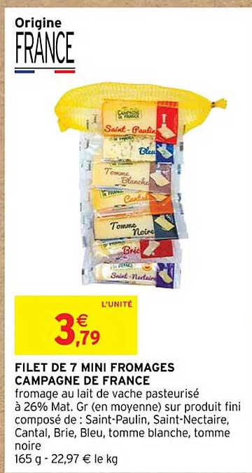Promo Filet De 7 Mini Fromages Campagne De France chez Intermarché ...