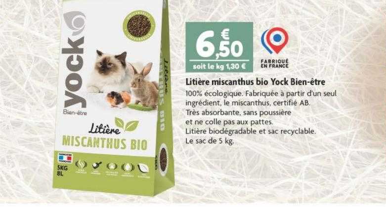 Promo Litière Miscanthus Bio Yock Bien-être chez Point Vert - iCatalogue.fr