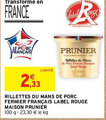 Promo Rillettes Du Mans De Porc Fermier Français Label Rouge Maison ...