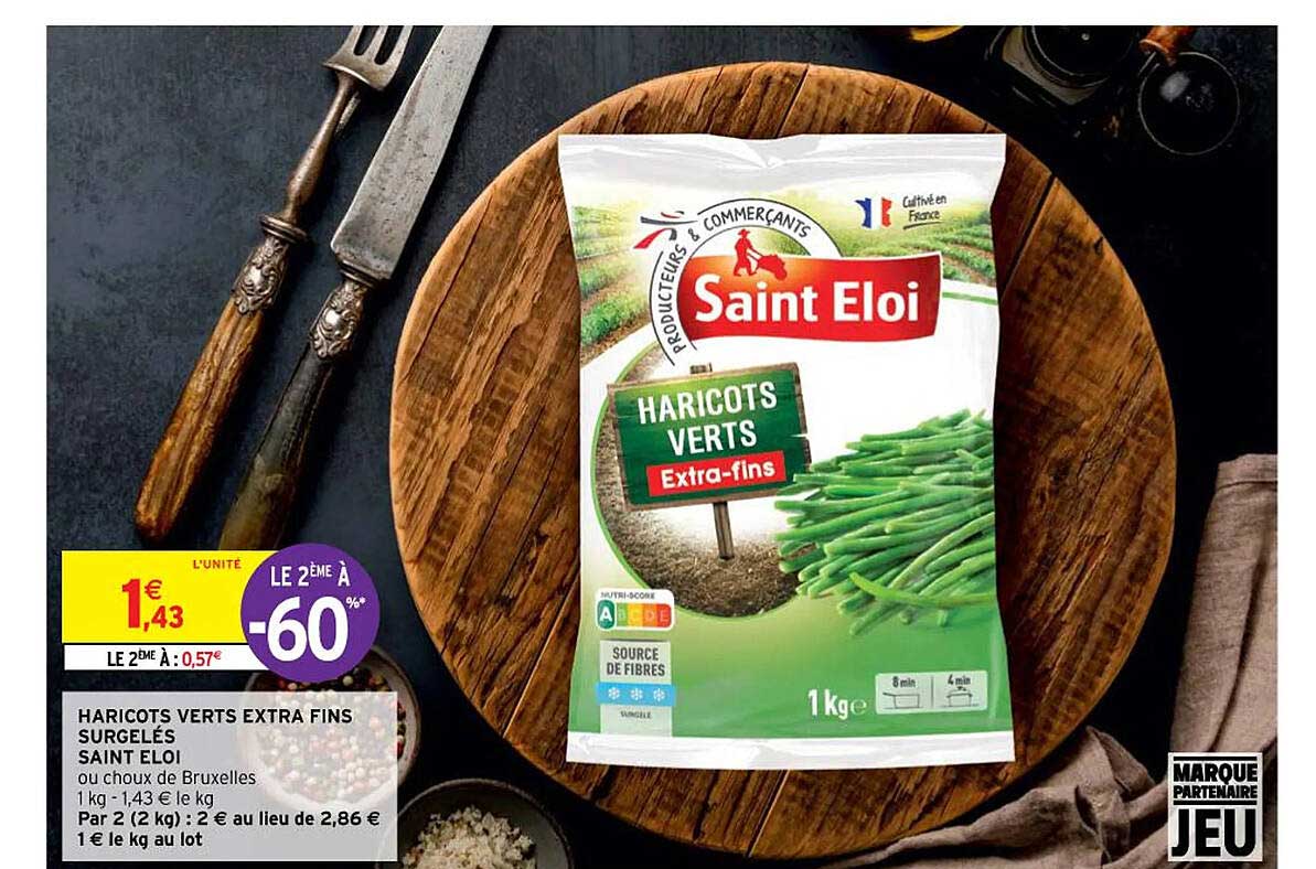 Promo Haricots Verts Extra Fins Surgelés Saint Eloi chez Intermarché ...
