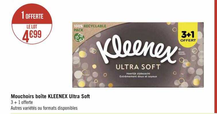 Promo Mouchoirs Boîte Kleenex Ultra Soft chez Casino Supermarchés ...