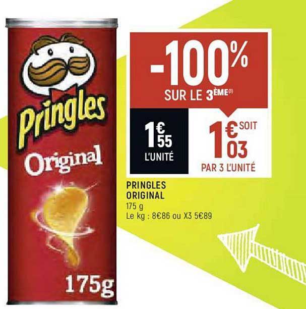 Offre Pringles Original -100% Sur Le 3ème chez Spar