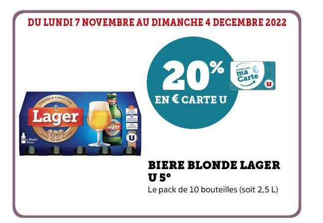 Promo Bière Blonde Lager U 5° chez Hyper U - iCatalogue.fr